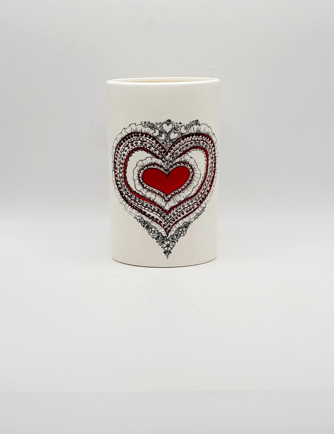 Rare Lucy Rigg Vase Lucy and Me Enesco Vase 1979 Red Lace Heart Vase ...