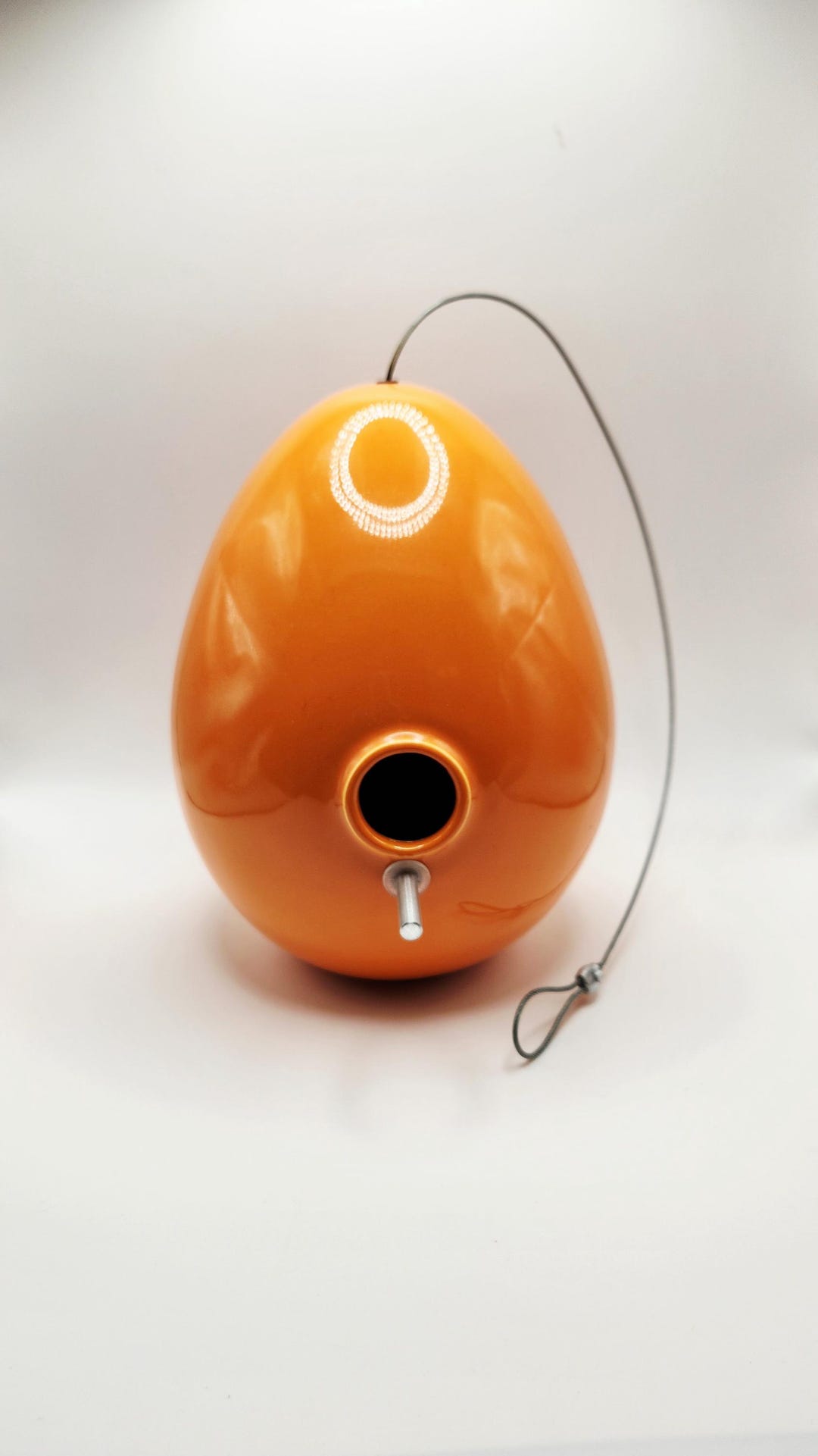 Iconic Egg Shape Birdhouse - High Glass Orange Stoneware - Fine Art ...