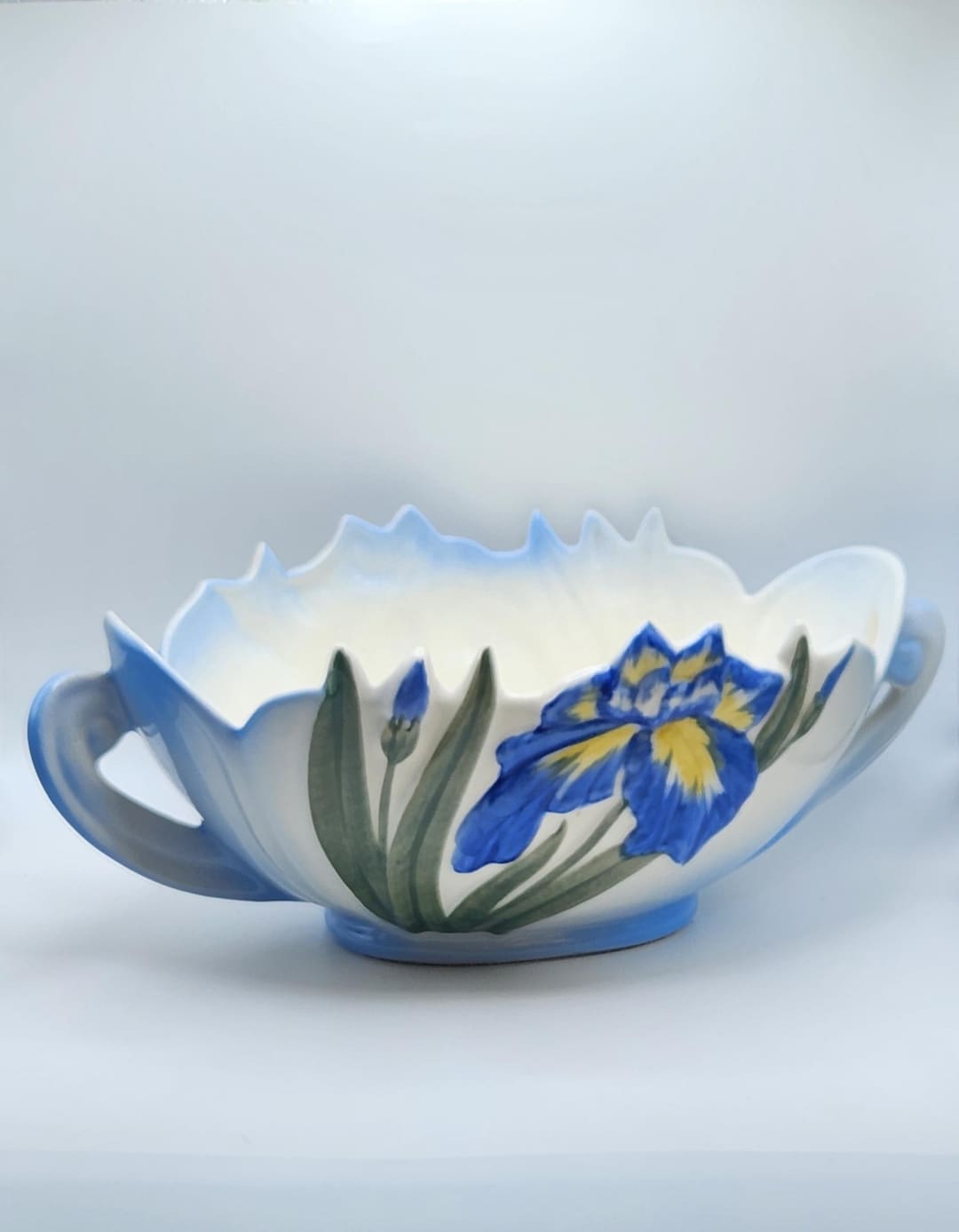 Rare Blue Iris Centerpiece - Vintage Camark Pottery Iris Bowl ...