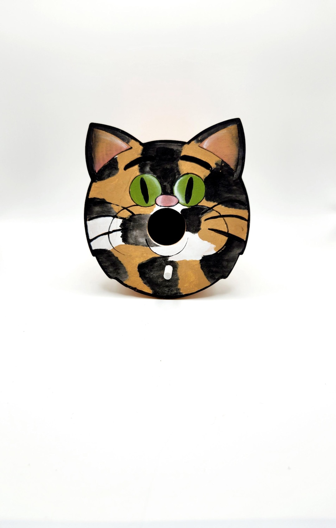 Hungry Cat Birdhouse - Vintage Hand Painted Bird House - Decorative Cat ...