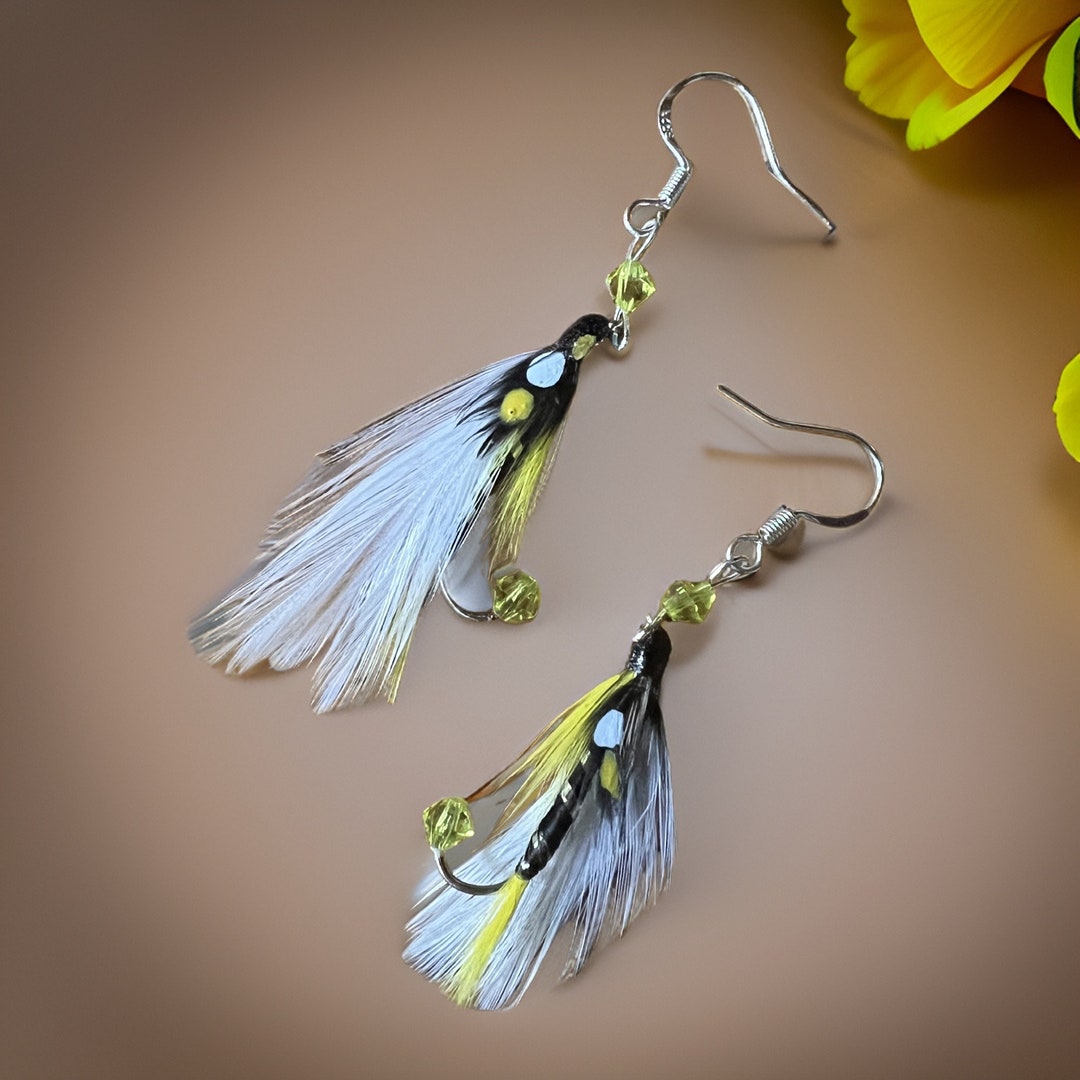 Hand Crafted Fly Fishing Earrings for Sale. A Black Ghost Streamer Fly ...