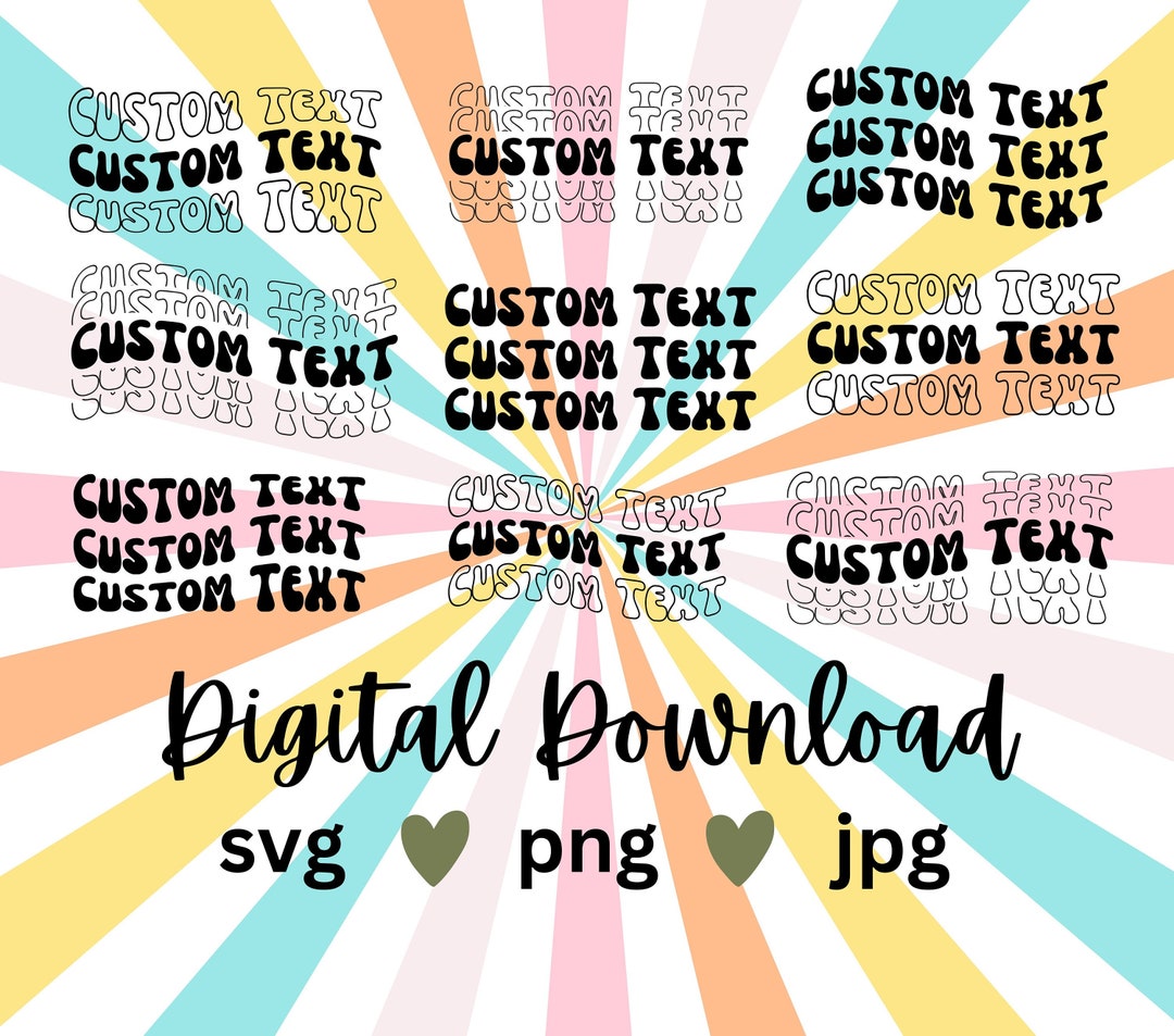 Custom Wavy Text SVG Bundle Custom Text Bundle Wavy Letters Custom Text Custom Groovy Font SVG ...