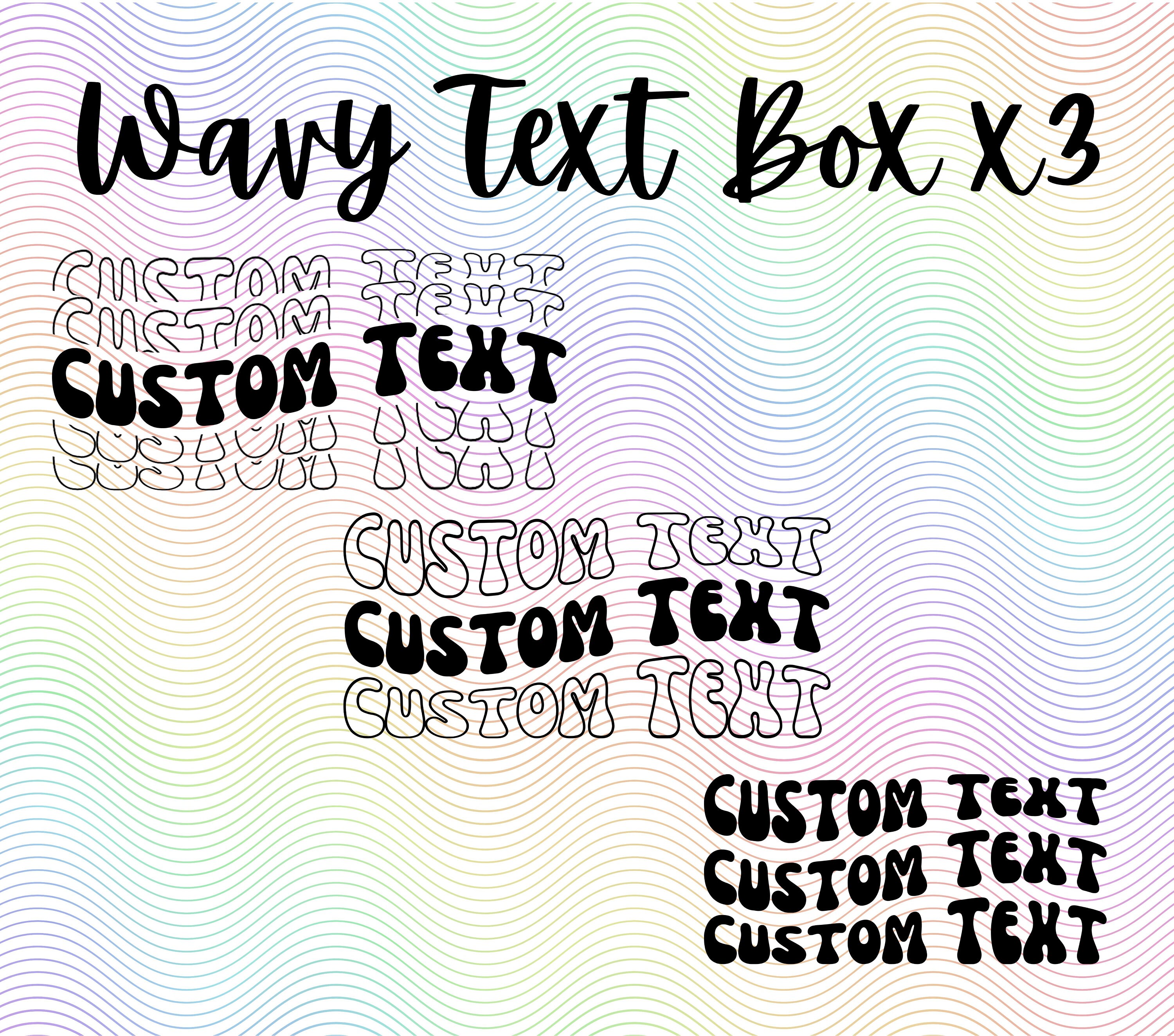 Custom Wavy Text SVG Bundle Custom Text Bundle Wavy Letters Custom Text Custom Groovy Font SVG ...