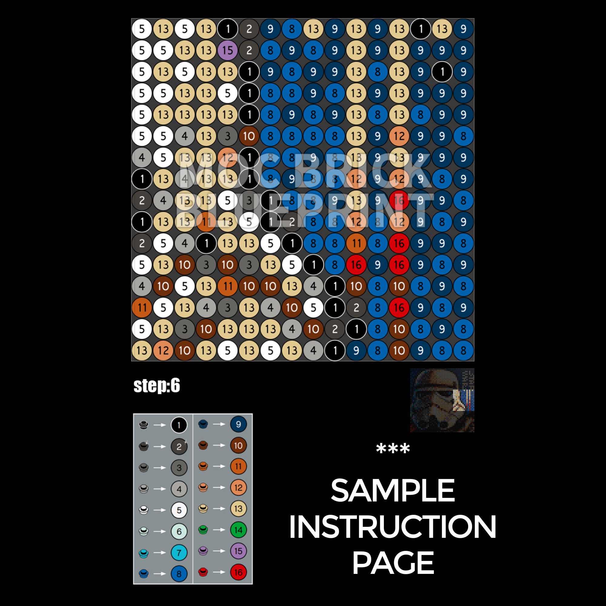 MOC Brick Blueprint Original Portrait Art Work Made With Art Sets ...
