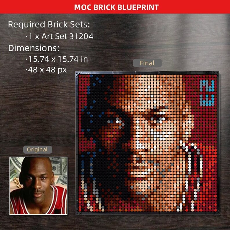 MOC Brick Blueprint of Michael Jordan Original Portrait - Etsy