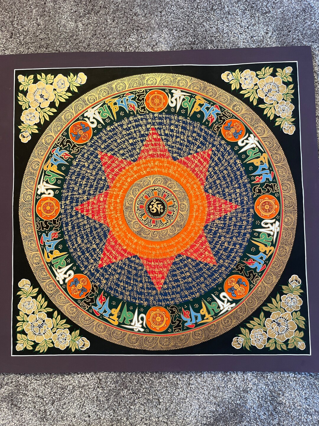 Hand-painted Om Asta Mandala Tibetan Thangka Painting - Etsy