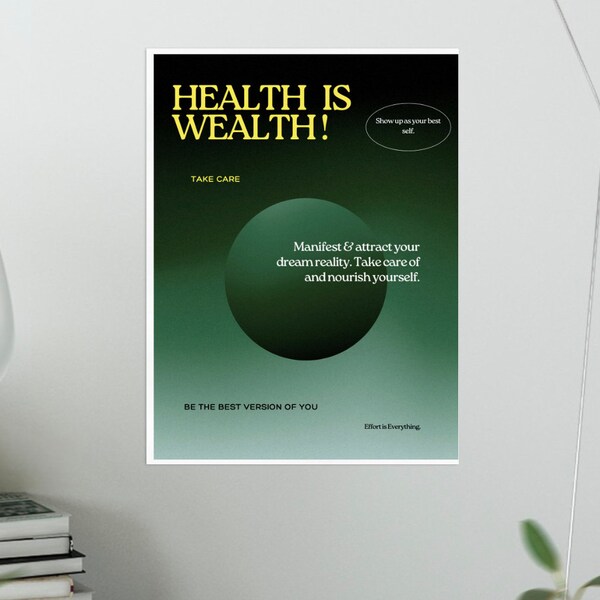 Health is Wealth Poster - Etsy