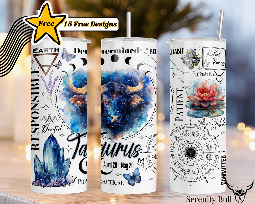 Taurus Zodiac Tumbler Design: Seamless Sublimation (digital Download ...
