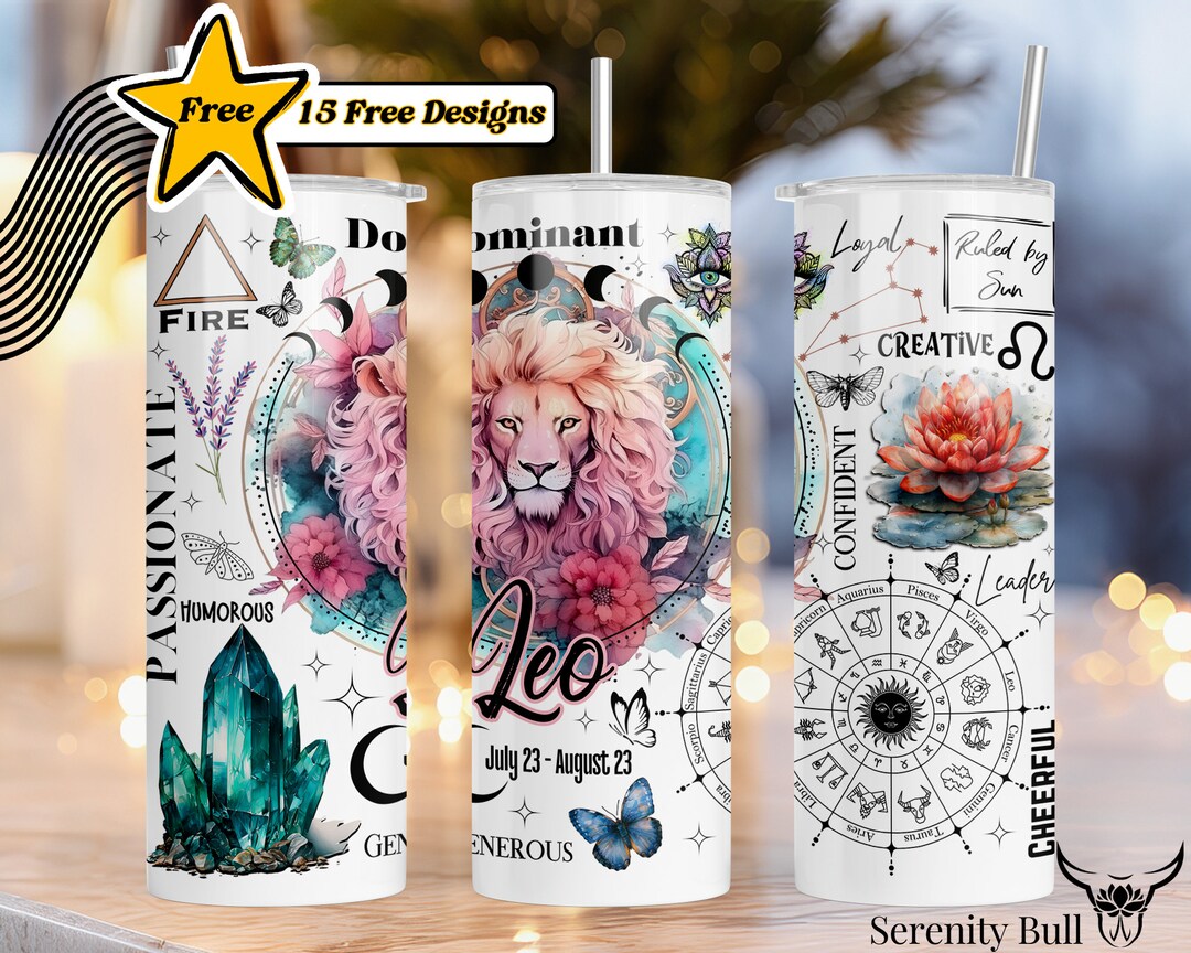 Leo Zodiac Tumbler Wrap: Seamless Sublimation Design (digital Download ...