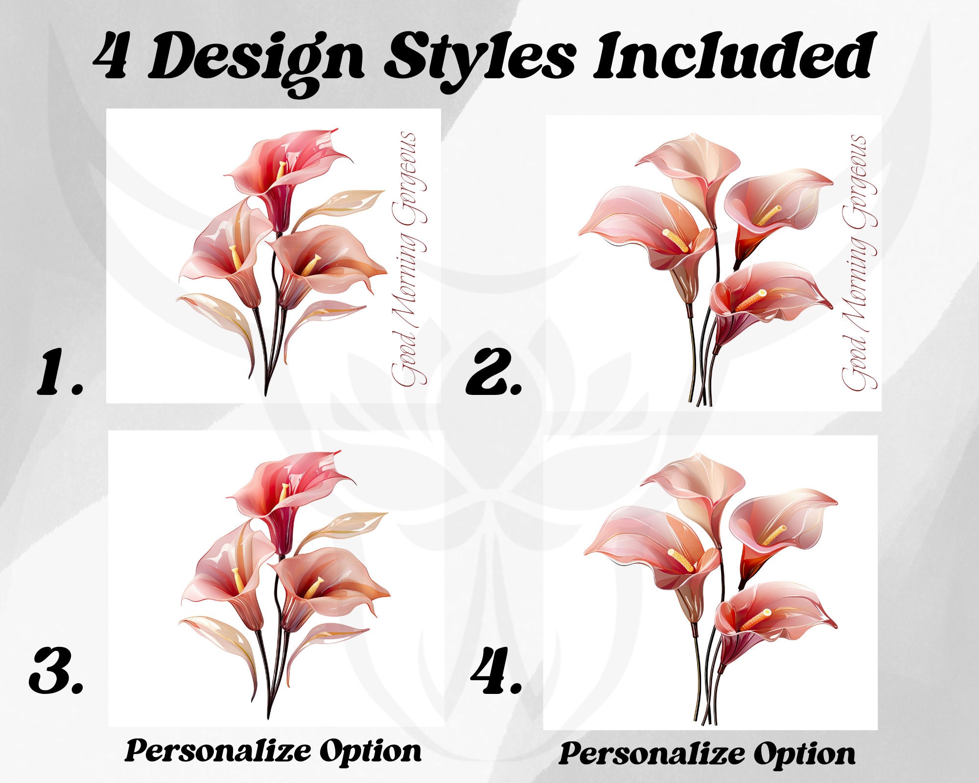 Pink Calla Lily Sublimation Straight Tumbler Wrap Digital Download Red ...