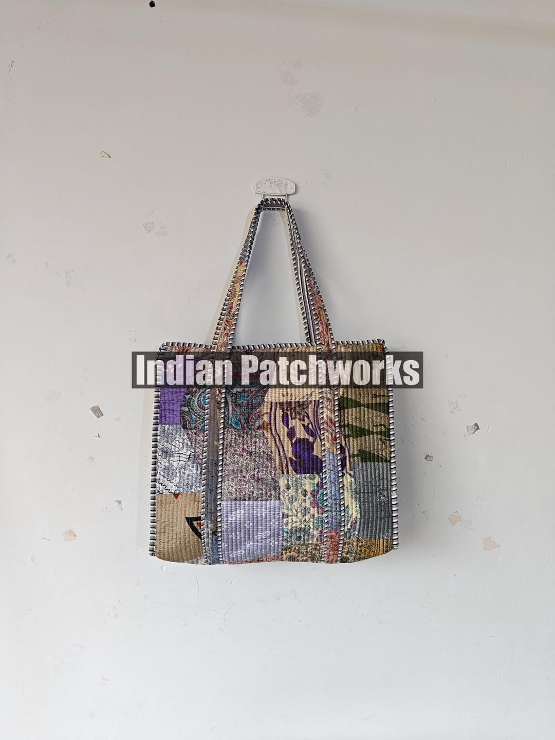 Quilted Cotton Patchwork Tote Bag: Handmade Reversible Shopper - Etsy