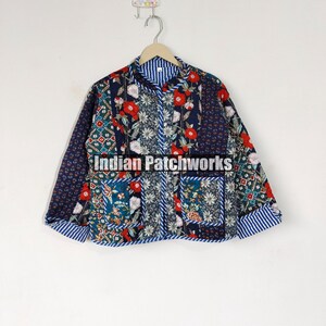 Indigo Blue Color Jacket, Cotton Quilted Handmade Cotton Floral Jacket ...
