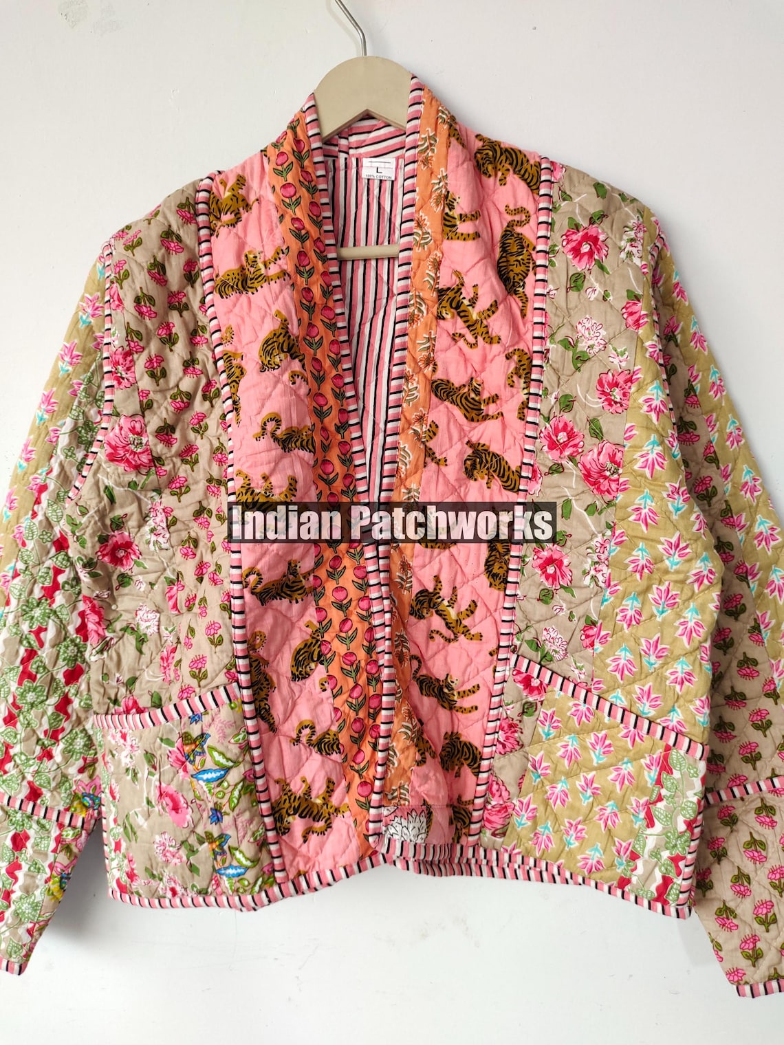 Cotton Handmade Kantha Jacket, Womens Clothing Quilted Reversible Coat ...