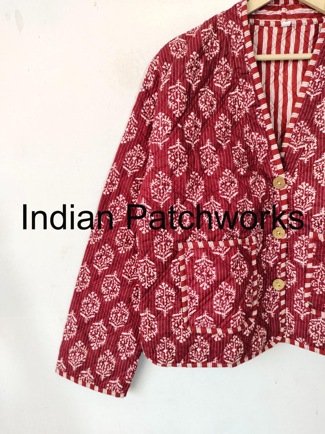 Hand Block Printed Cotton Quilted Jacket: Indian Floral Kimono - Etsy