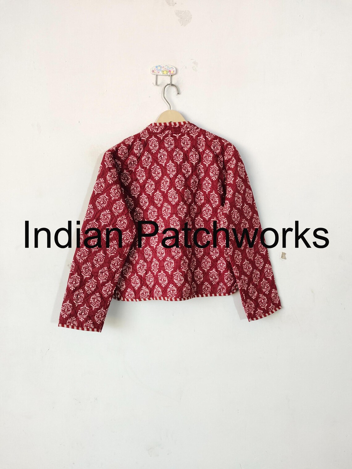 Hand Block Printed Cotton Quilted Jacket: Indian Floral Kimono - Etsy
