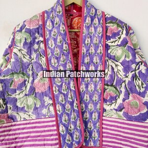 Purple Patchwork Quilted Jacket: Reversible Cotton Short Coat - Etsy