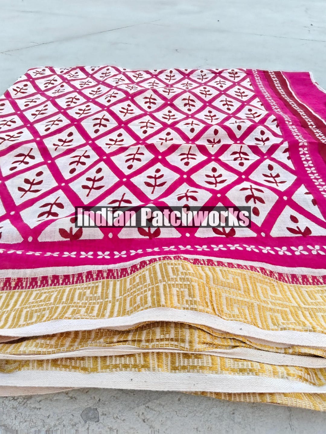 Silk Border Indian Hand Block Print Pareo Sarong Women Ladies Scarf ...