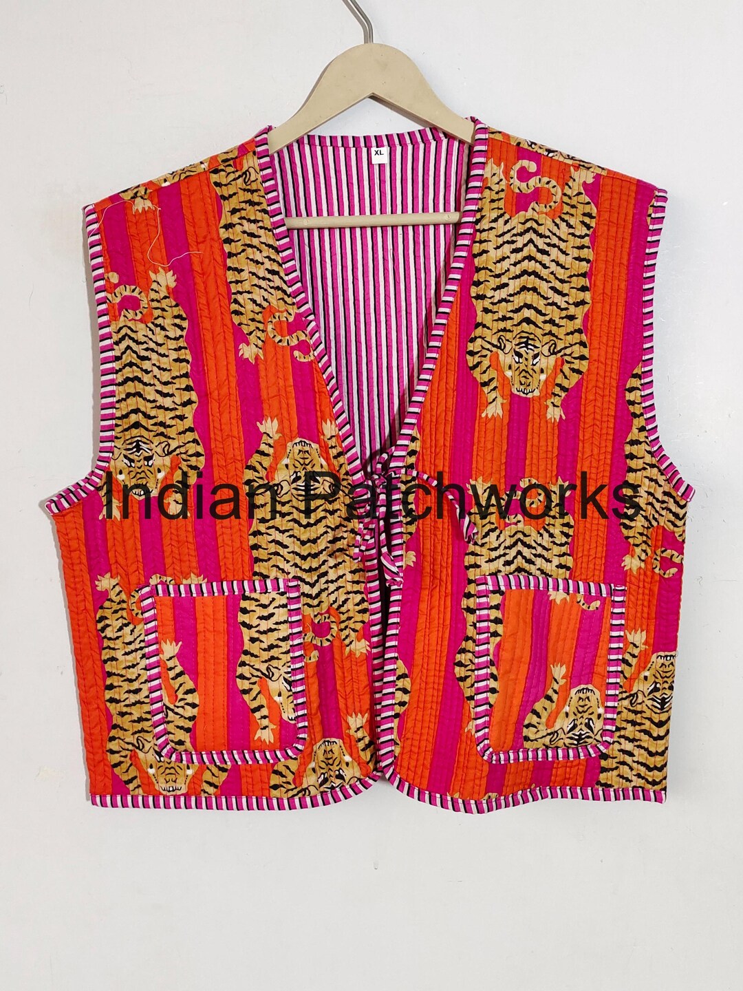 Sleeveless Block Print Jackets, Indian Cotton Handmade Winter Jacket ...