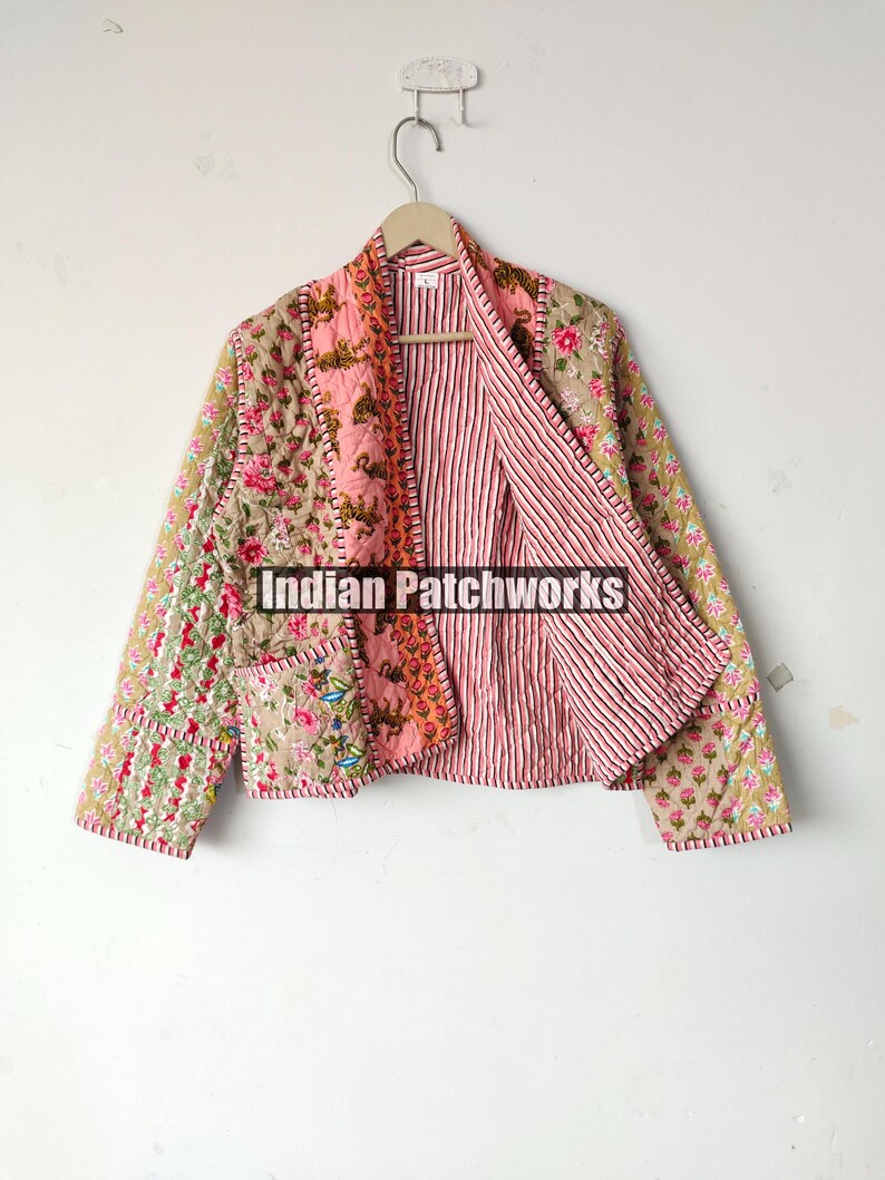 Cotton Handmade Kantha Jacket, Womens Clothing Quilted Reversible Coat ...