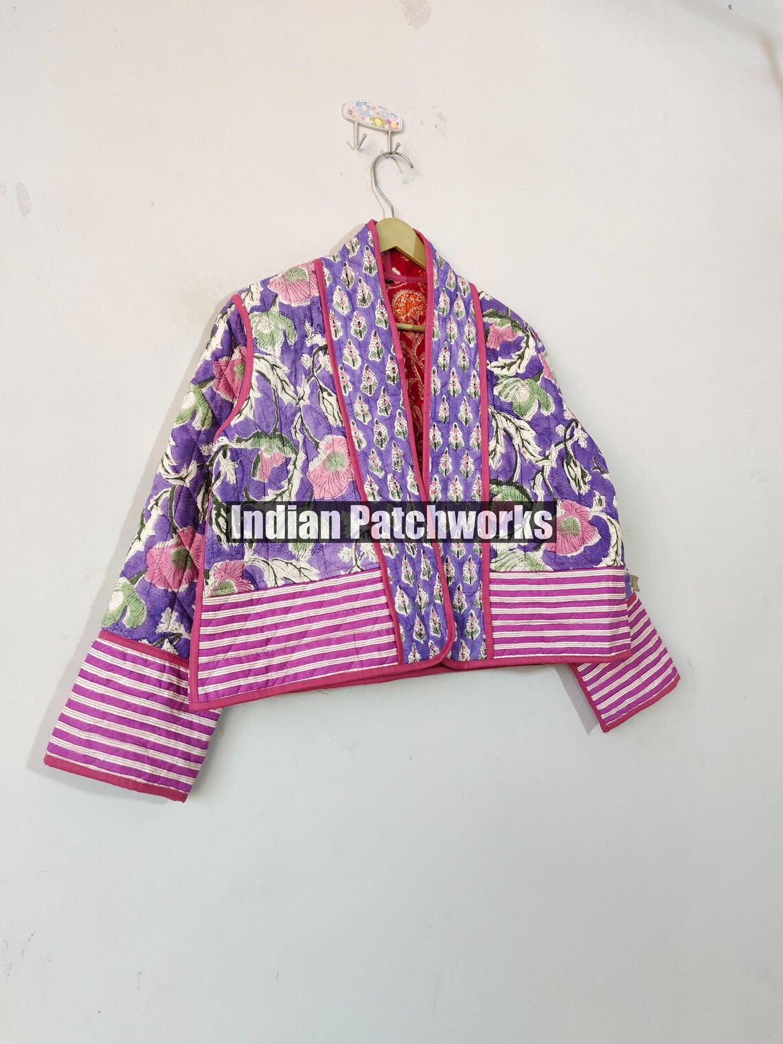 Purple Patchwork Quilted Jacket: Reversible Cotton Short Coat - Etsy