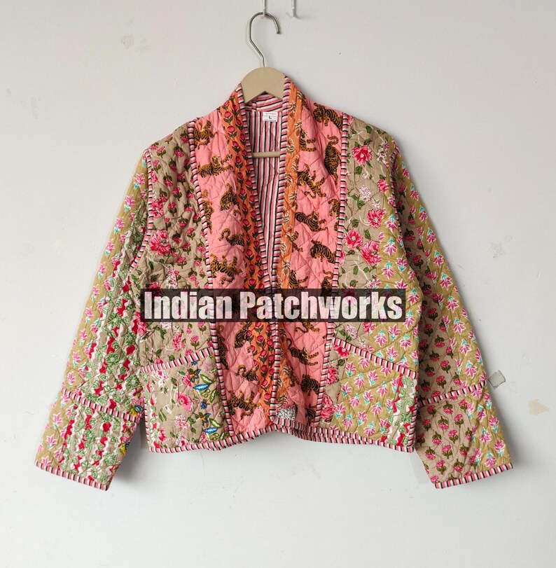 Cotton Handmade Kantha Jacket, Womens Clothing Quilted Reversible Coat ...
