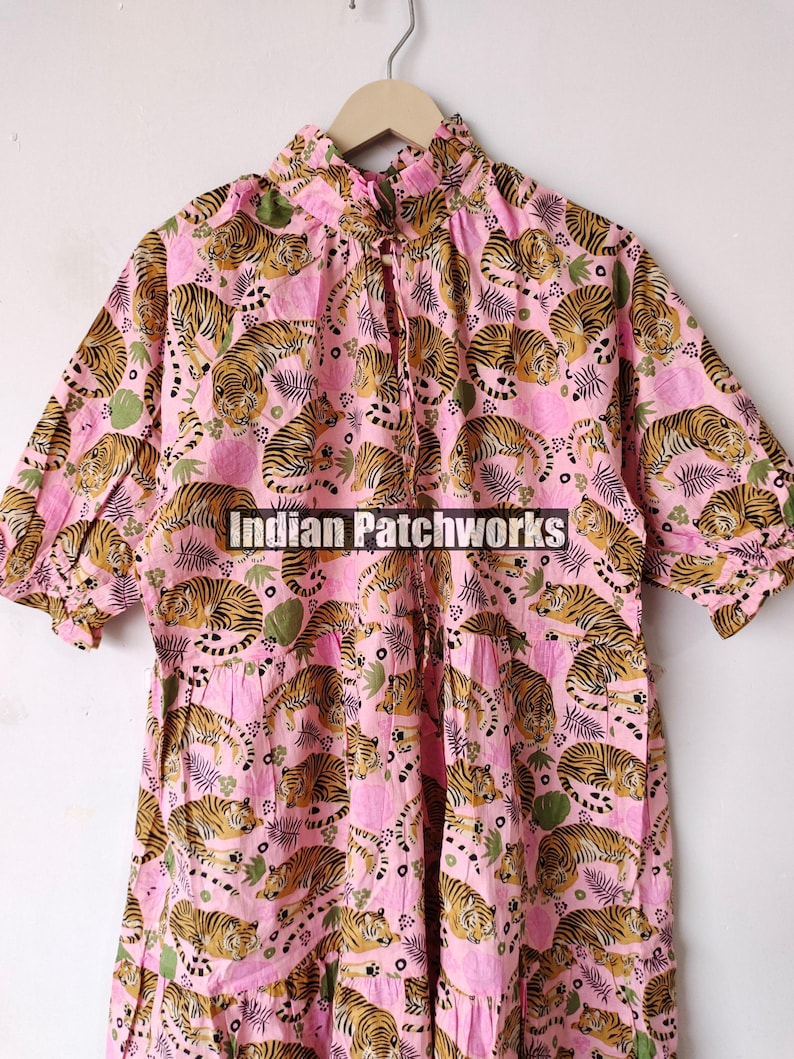 Indian Cotton Hand Block Print Summer Dress, Women Beach Party Wear ...