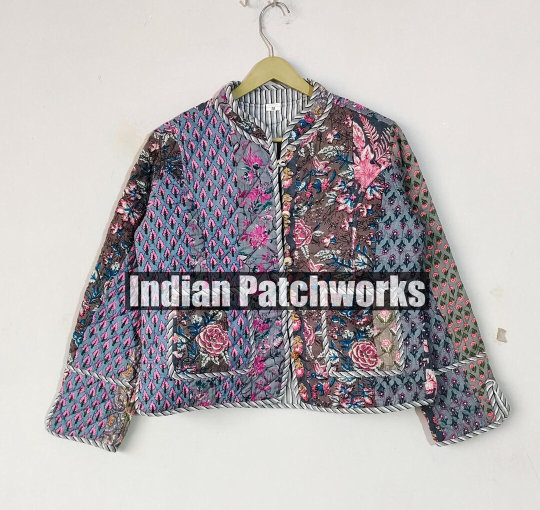 Women's Quilted Patchwork Jacket Green Jacket Boho Style Quilted ...
