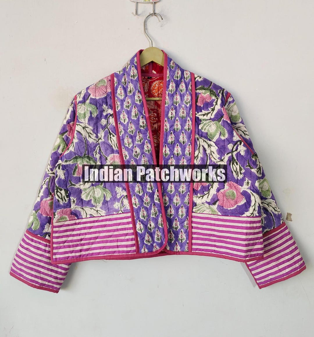 Purple Patchwork Quilted Jacket: Reversible Cotton Short Coat - Etsy