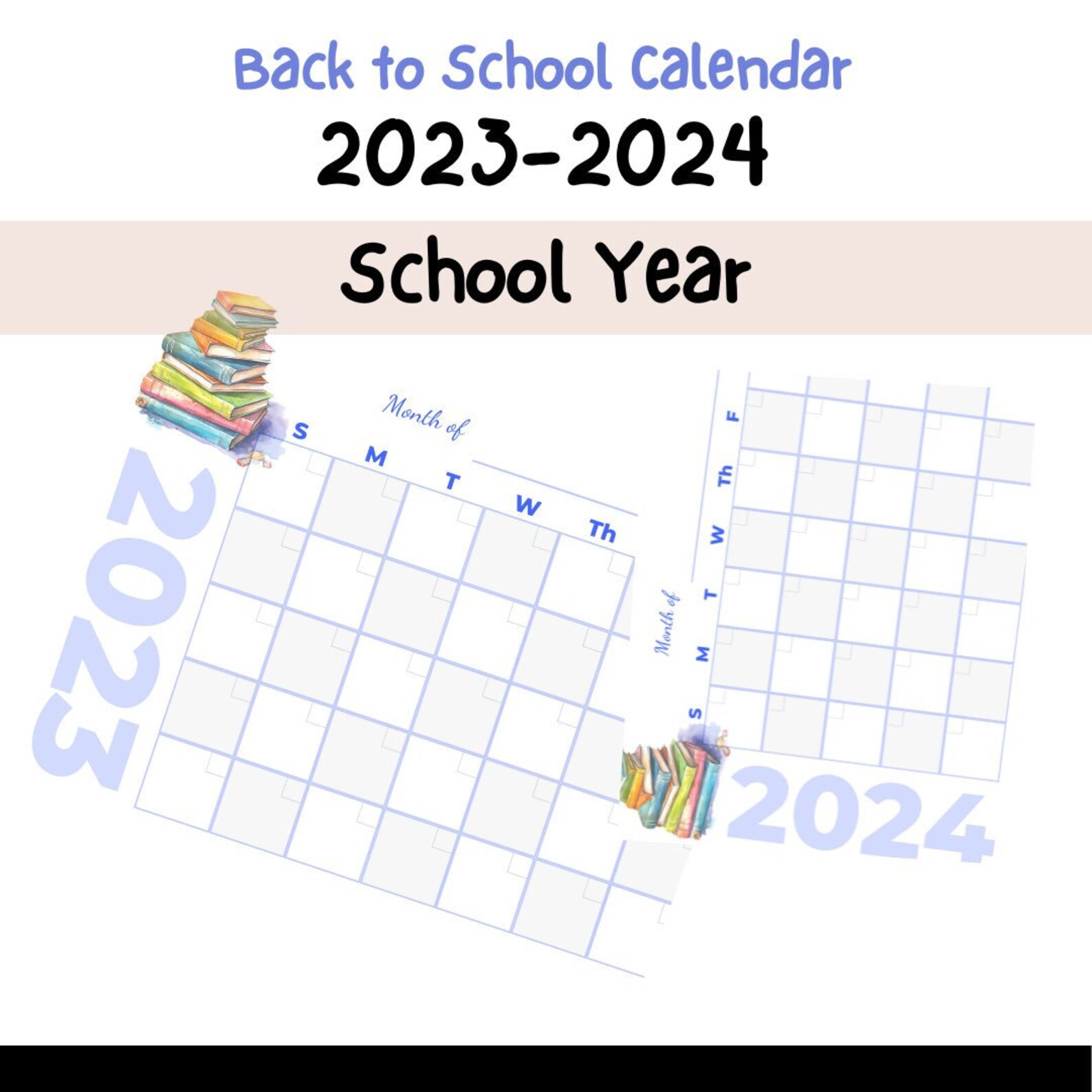 2023 2024 Printable School Calendar - Etsy