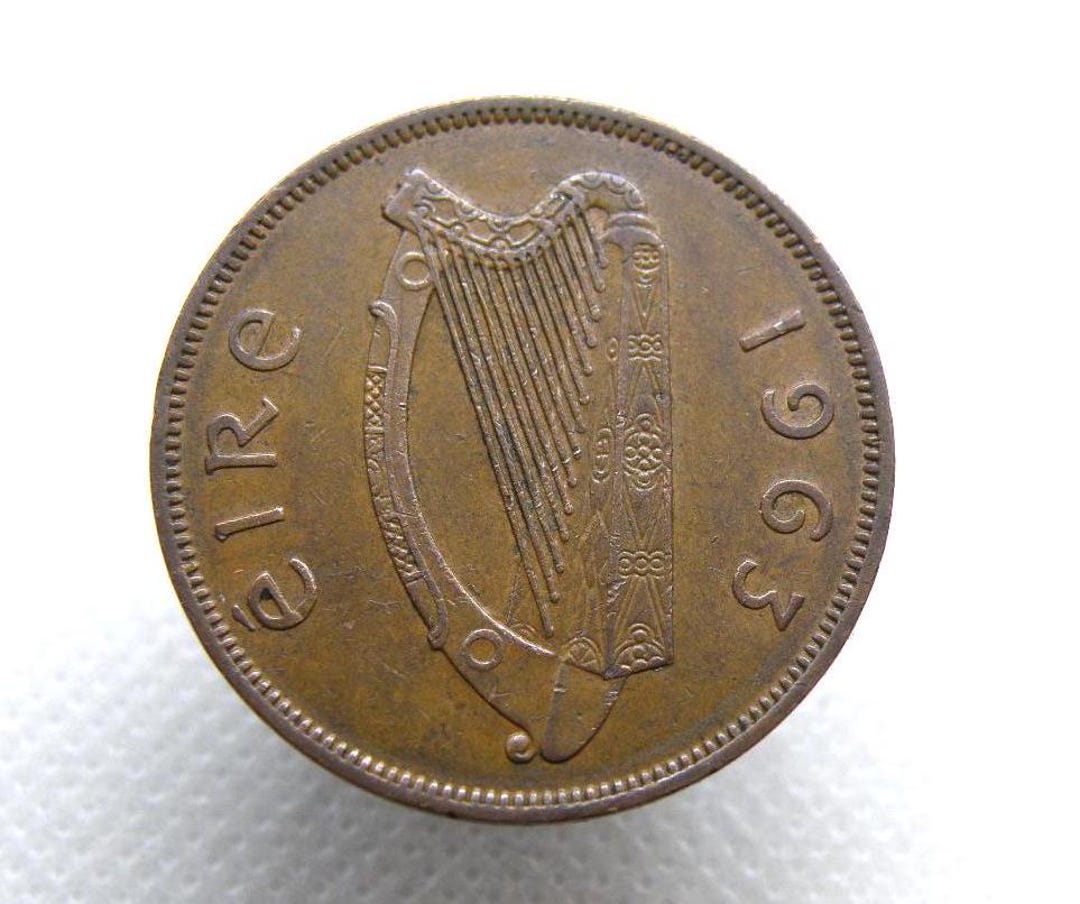1963 IRELAND / EIRE PENNY Coin - Original Bronze 1d Coin - Hen & Chicks ...