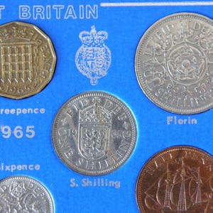 1965 60th BIRTHDAY COIN SET - Halfcrown Florin Shillings Sixpence ...