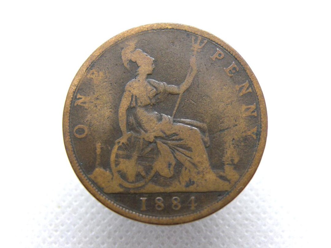 1884 VICTORIAN PENNY COIN - Queen Victoria - Original Bronze One Penny ...