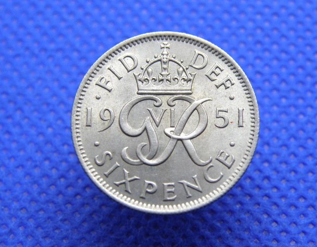 1951 SIXPENCE COIN - British 6d Coin. King George VI - Good Grade ...