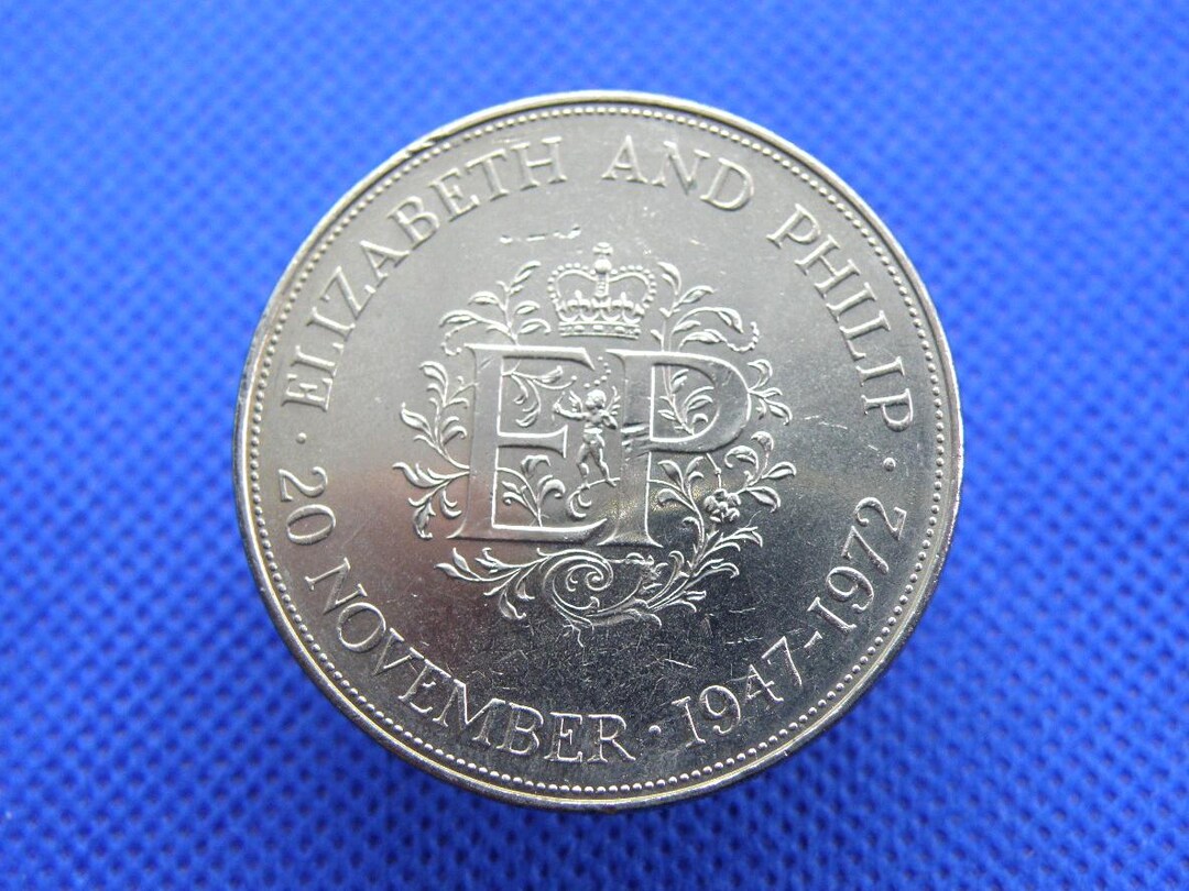 1972 Queen Elizabeth & Philip Silver Wedding Anniversary Coin - British ...