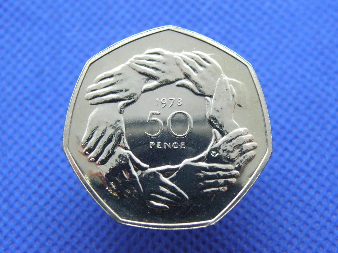 1973 PROOF E.E.C. 'hands' FIFTY PENCE Coin - European Economic ...