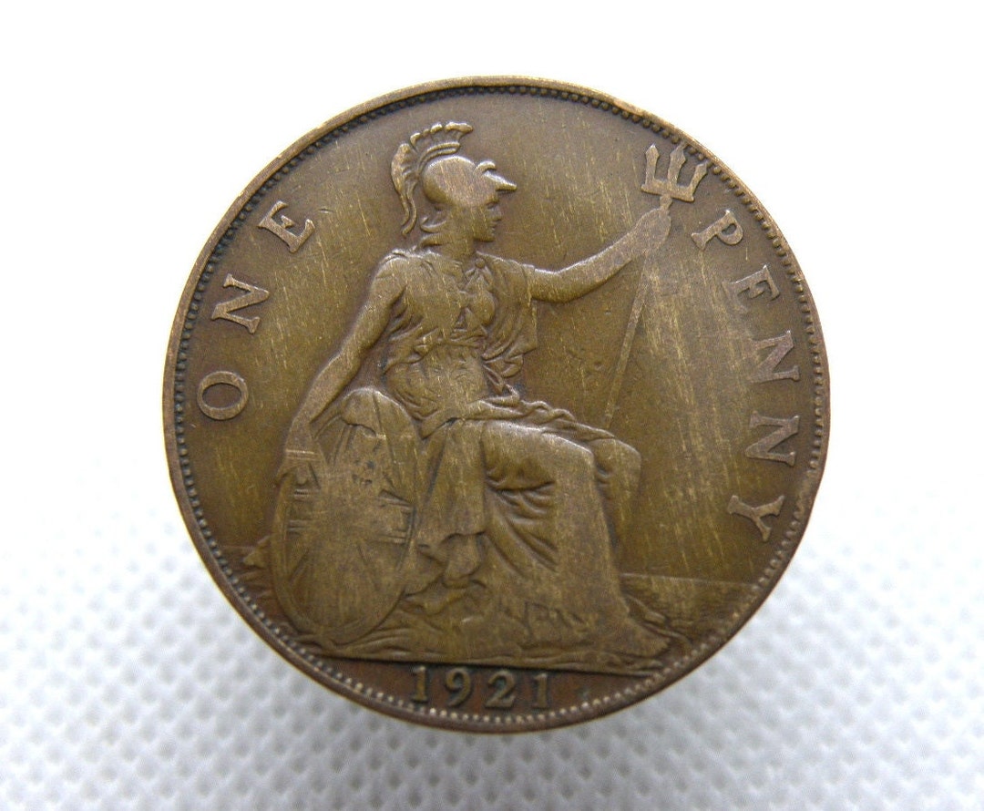1921 PENNY COIN King George V Bronze One Penny Coin. - Etsy