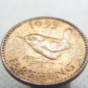 1953 FARTHING COIN Genuine British 1/4 Penny Coin. Queen Elizabeth II ...