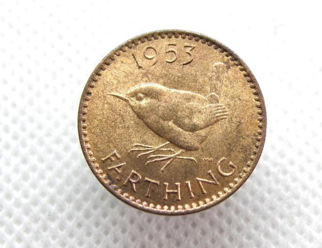 1953 FARTHING COIN Genuine British 1/4 Penny Coin. Queen Elizabeth II ...