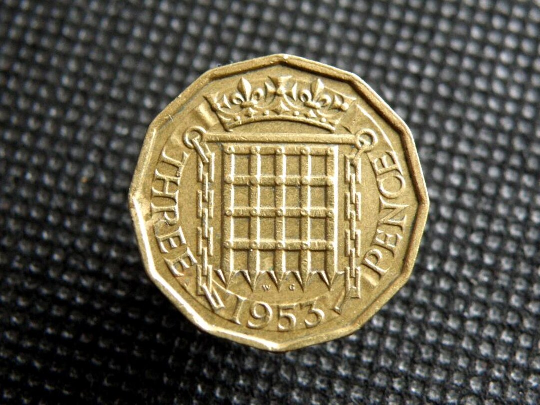 1953 THREEPENCE COIN Original British 3d Coin Queen Elizabeth II ...