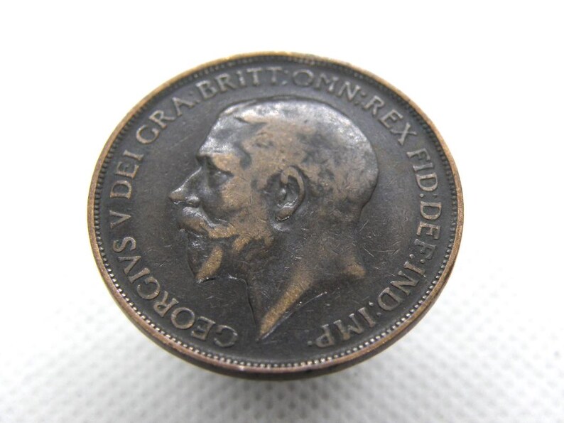 1912 BRITISH PENNY COIN - King George V - Bronze - Large Penny 1d Coin ...