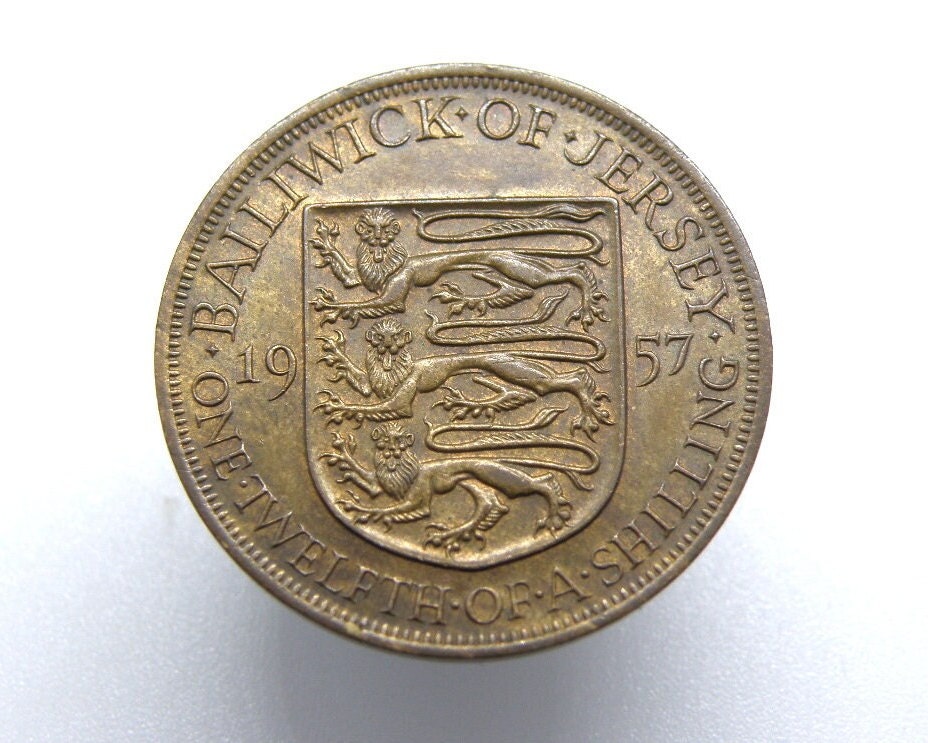 1957 JERSEY PENNY COIN Channel Islands Coin. Three Lions - Etsy