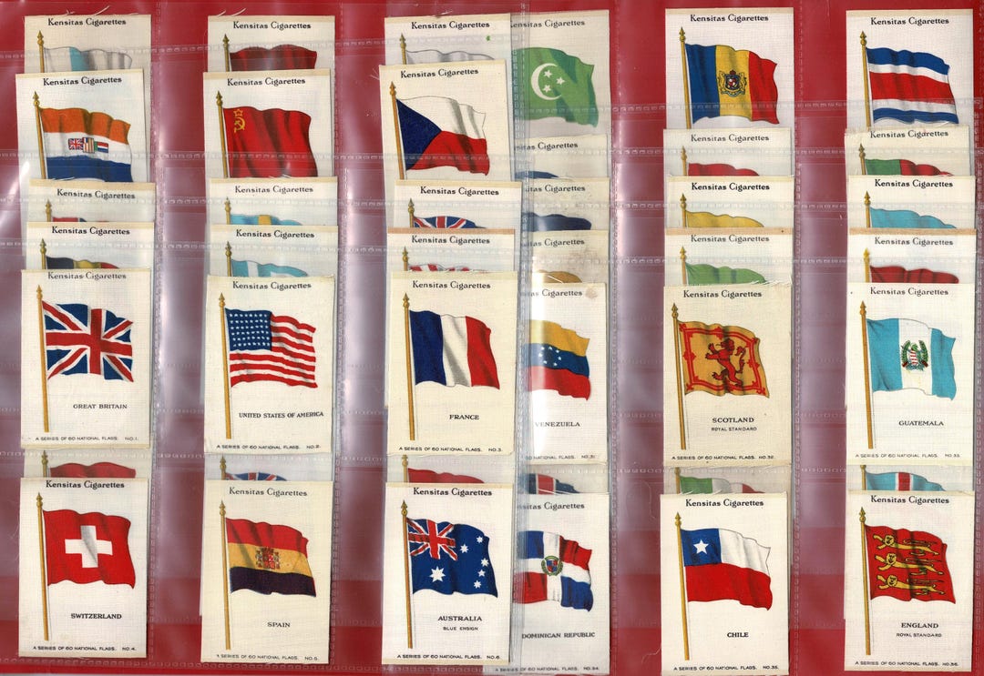 SILK NATIONAL FLAGS Set - 60 X Original Silks - Genuine 1934 Full Set ...