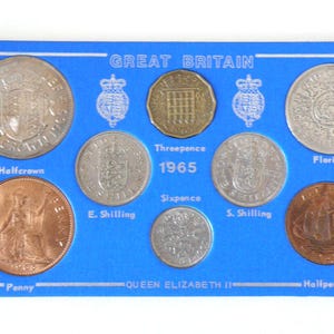 1965 60th BIRTHDAY COIN SET - Halfcrown Florin Shillings Sixpence ...