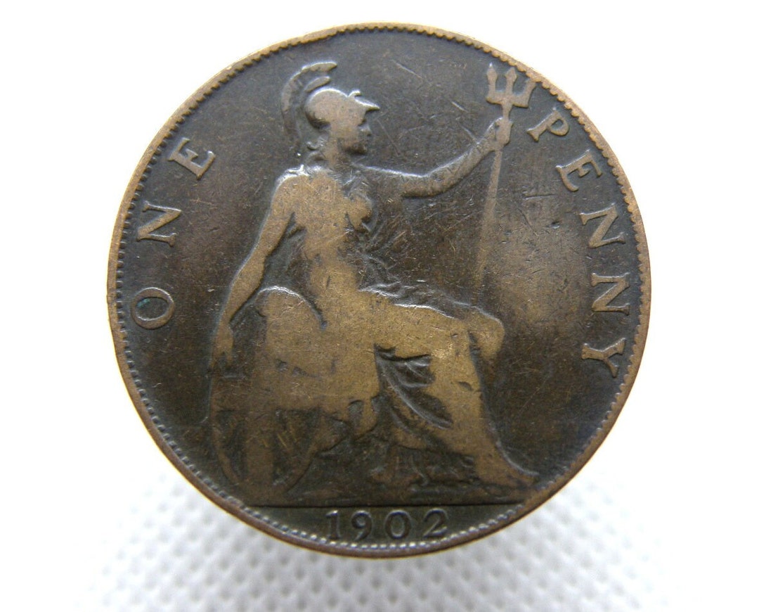 1902 PENNY COIN - King Edward VII - Bronze - One Penny Coin. Original ...