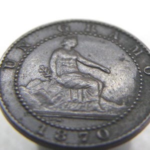 SPAIN 1870 COPPER COIN 1 Centimo Coin Genuine European Copper Coin Lion ...