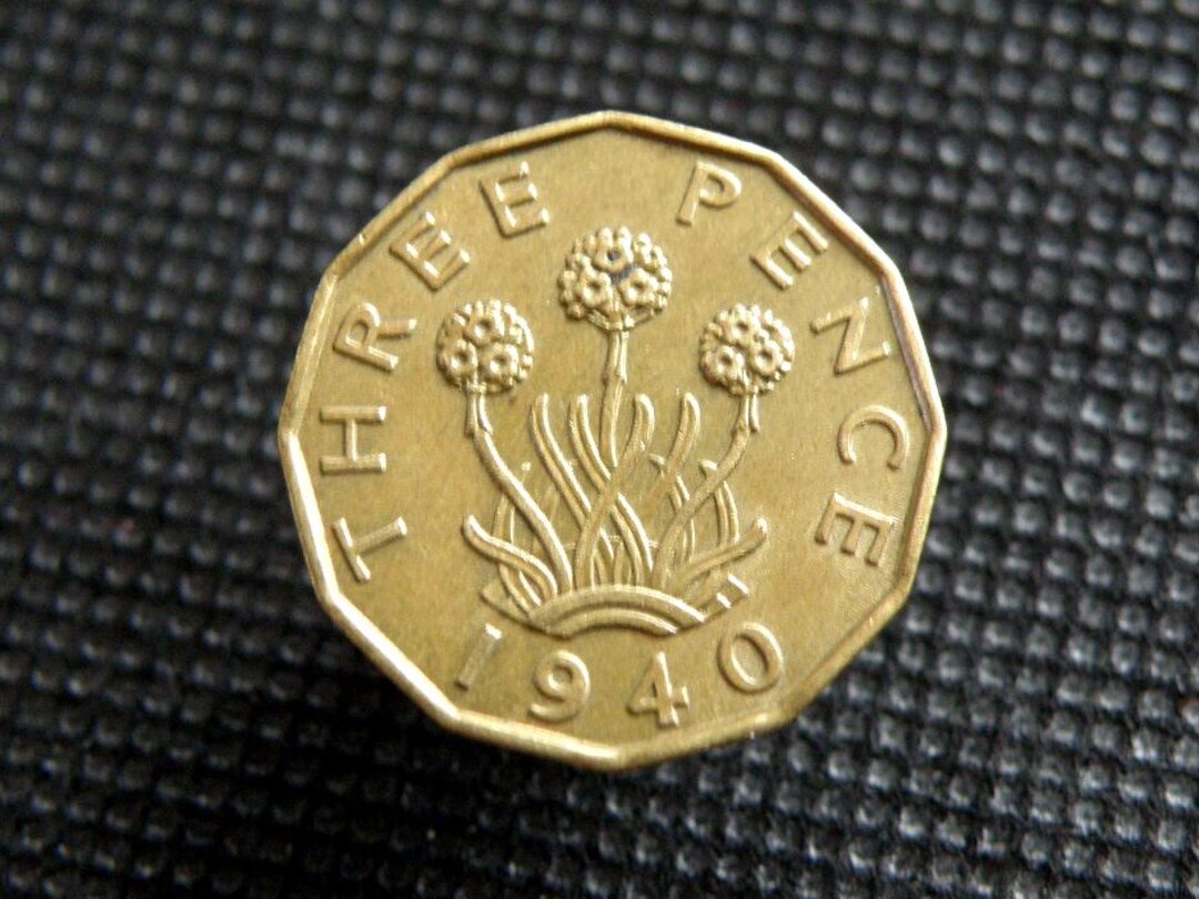 1940 THREEPENCE COIN - Original Vintage British 3d Coin - King George ...