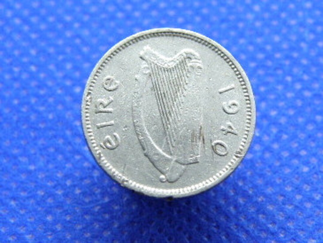 1940 IRELAND / EIRE THREEPENCE Coin - 3d Coin. Irish Hare & Harp Design ...