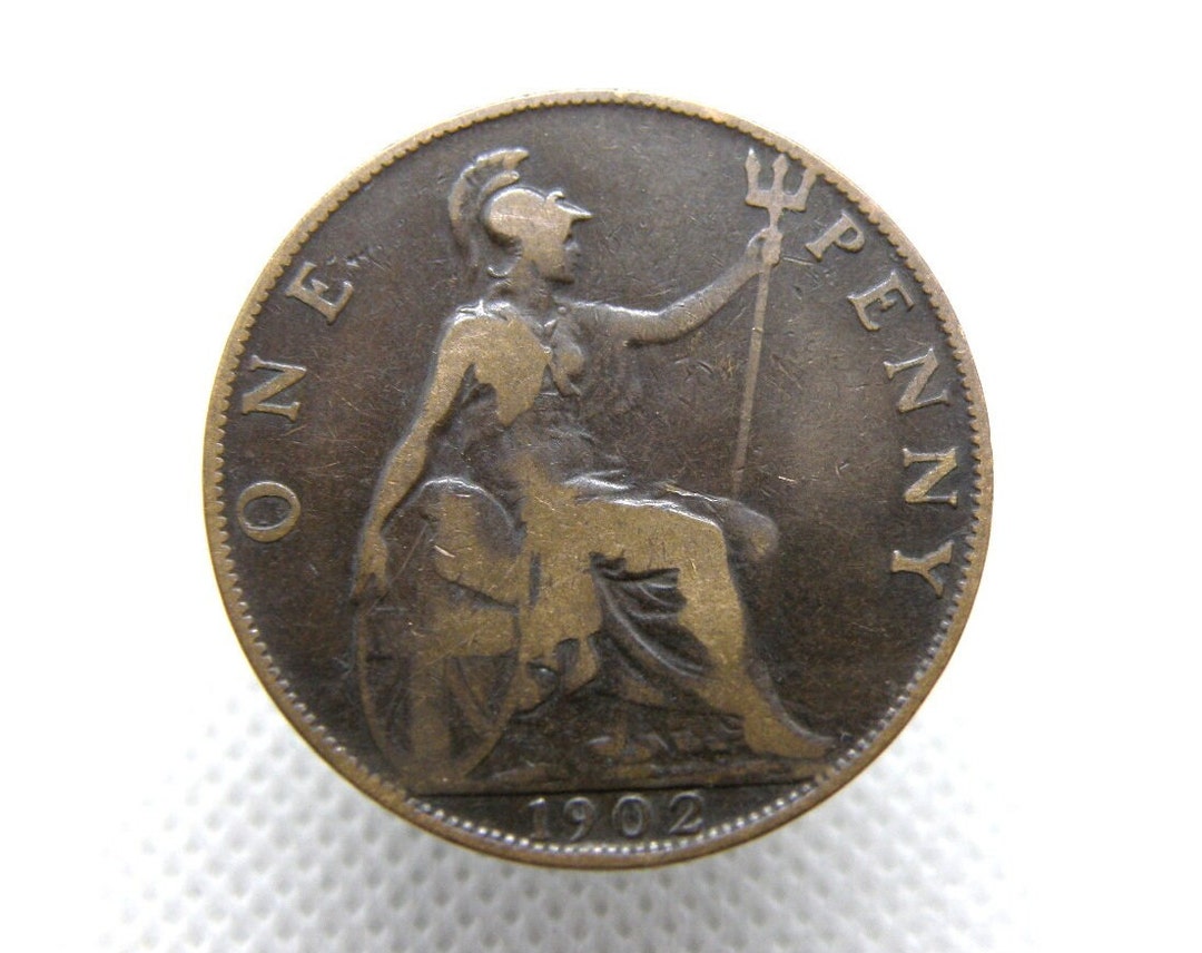 1902 PENNY COIN - King Edward VII - Bronze - One Penny 1d Coin ...