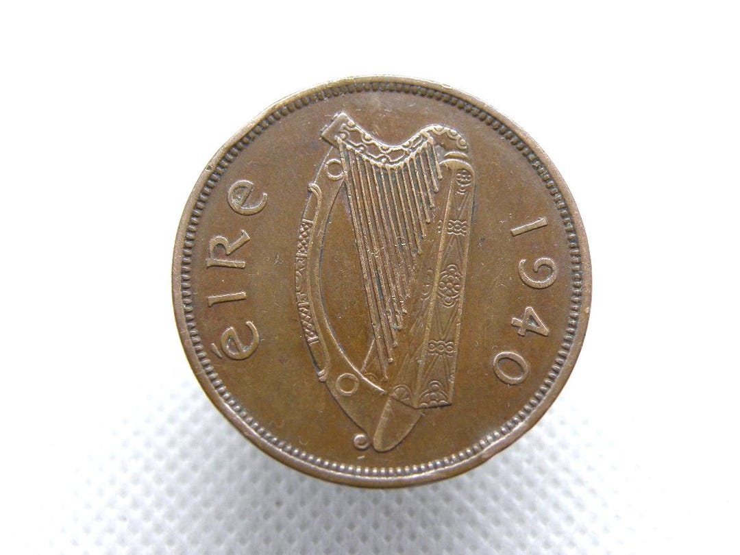 1940 IRELAND / EIRE PENNY Coin - Bronze 1d Coin - Hen & Chicks / Harp ...