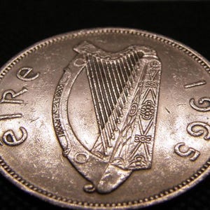 1965 IRISH PENNY COIN Bronze 1d Coin Hen & Chicks / Harp Design Ireland ...